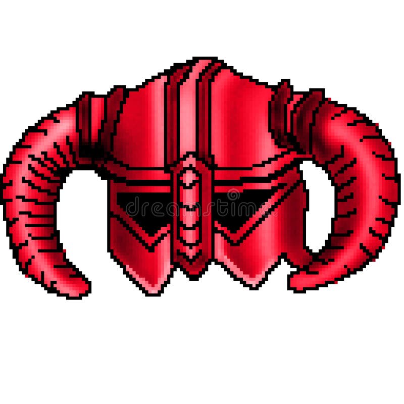 Pixel 8 Bit Drawn Viking Horned Helmet Stock Illustration ...