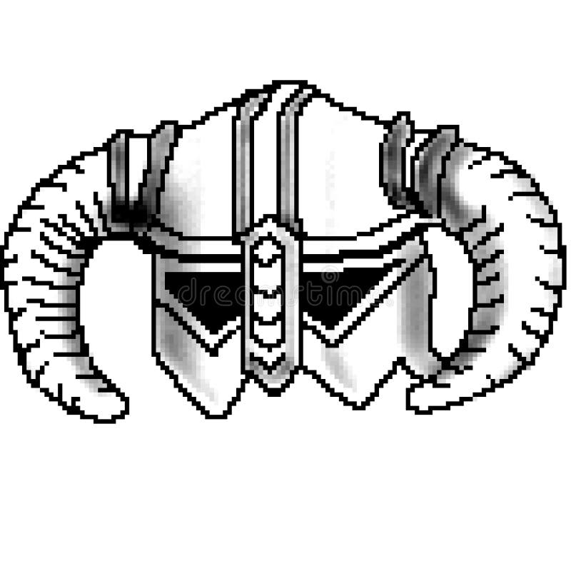 Pixel 8 Bit Drawn Viking Horned Helmet Stock Illustration ...