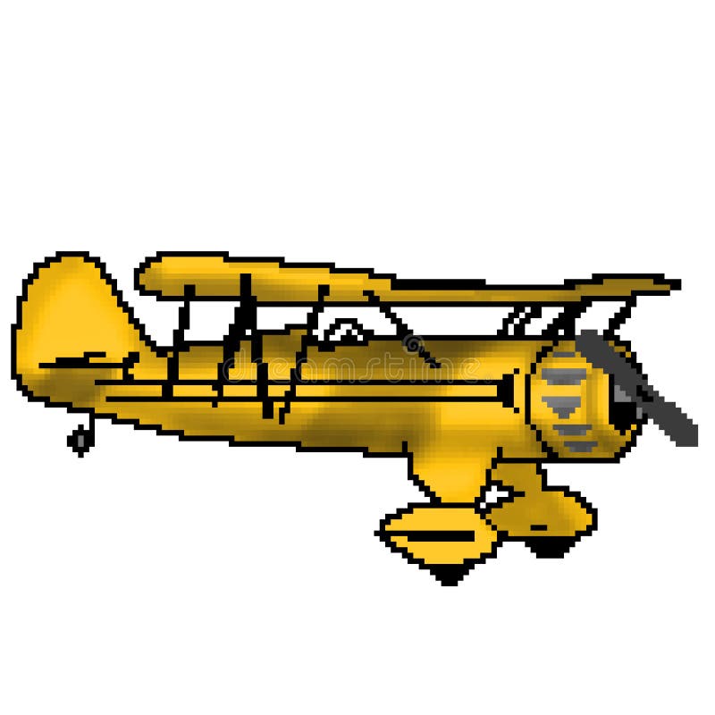 Pixel 8 Bit Drawn Yellow Antique Plane Stock Illustration ...