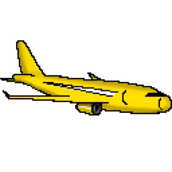 Pixel 8 Bit Drawn Yellow Passenger Jet Plane Stock Illustration ...