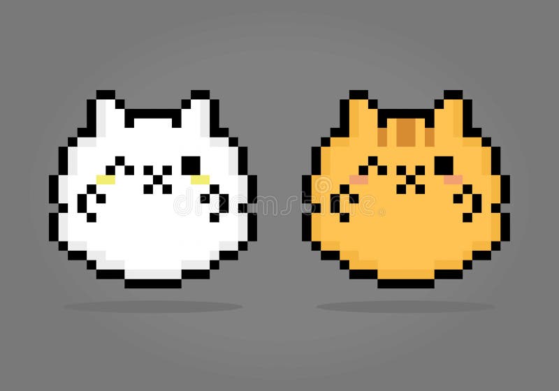 Pixel 8 Bit of Fat Cat. Animals in Vector Stock Vector - Illustration ...