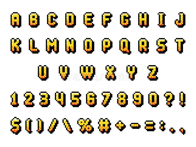 Pixel 8 Bit Font and Alphabet Letters and Numbers Vector Set Stock ...
