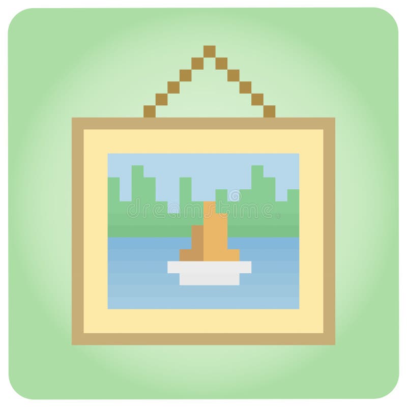 Pixel 8 Bit Frame of Gallery of Beach Stock Vector - Illustration of ...