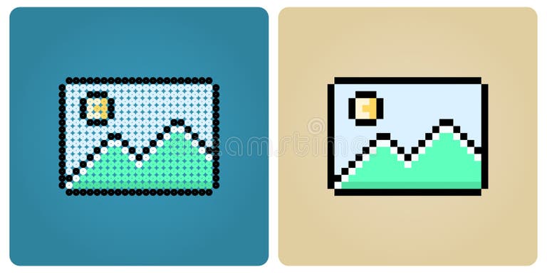 Pixel 8 Bit Frame of Gallery for Game Assets in Vector Stock ...