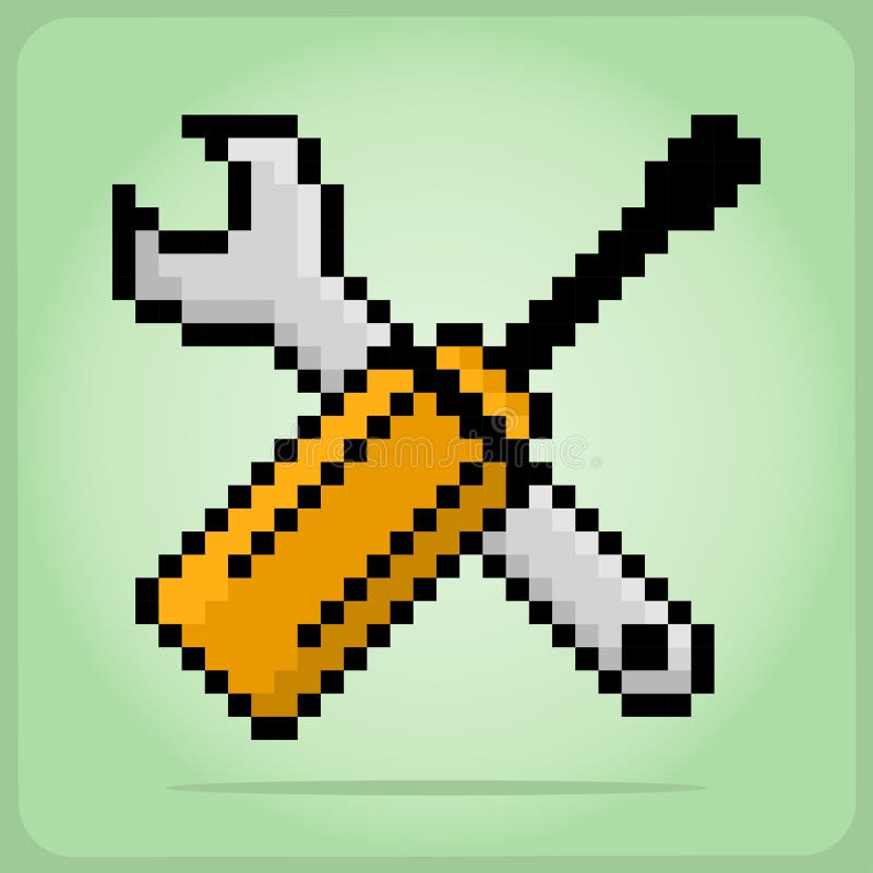 Pixel 8 Bit Icon Screwdriver and Wrench Stock Vector - Illustration of ...