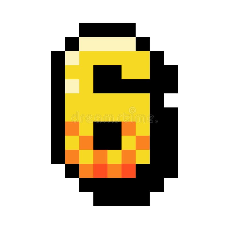 Pixel 8 Bit Number Six or Numeral Vector Illustration Stock ...