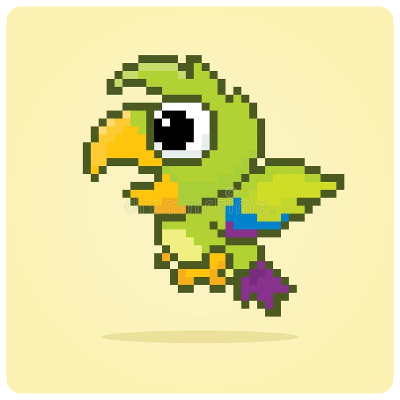 Parrots in 8 Bit Pixel Art for Beads and Games Stock Vector ...