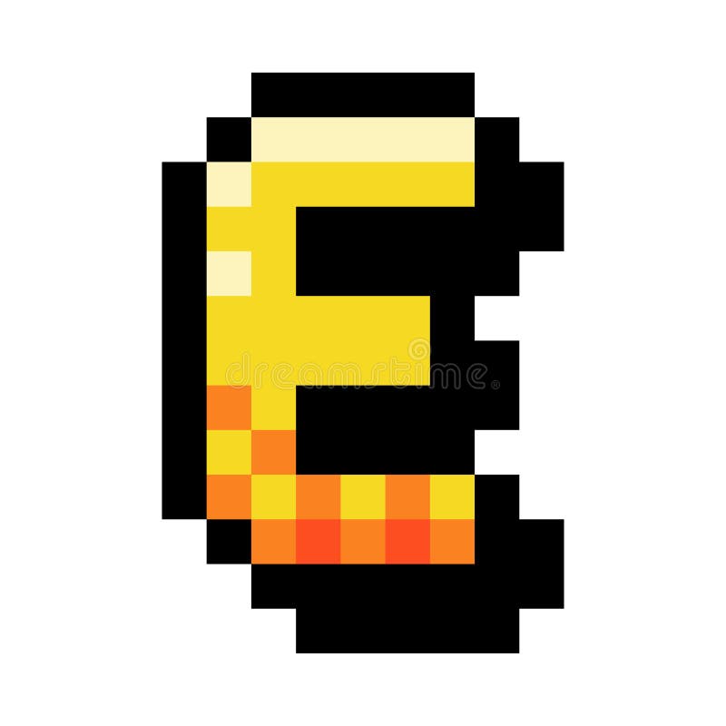 Pixel 8 Bit Uppercase Letter E As Font and Alphabet Vector Illustration ...
