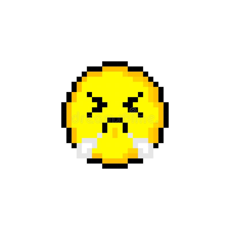 Pixel 8 Bit Yellow Circle with Smile. Isolated Object on White ...