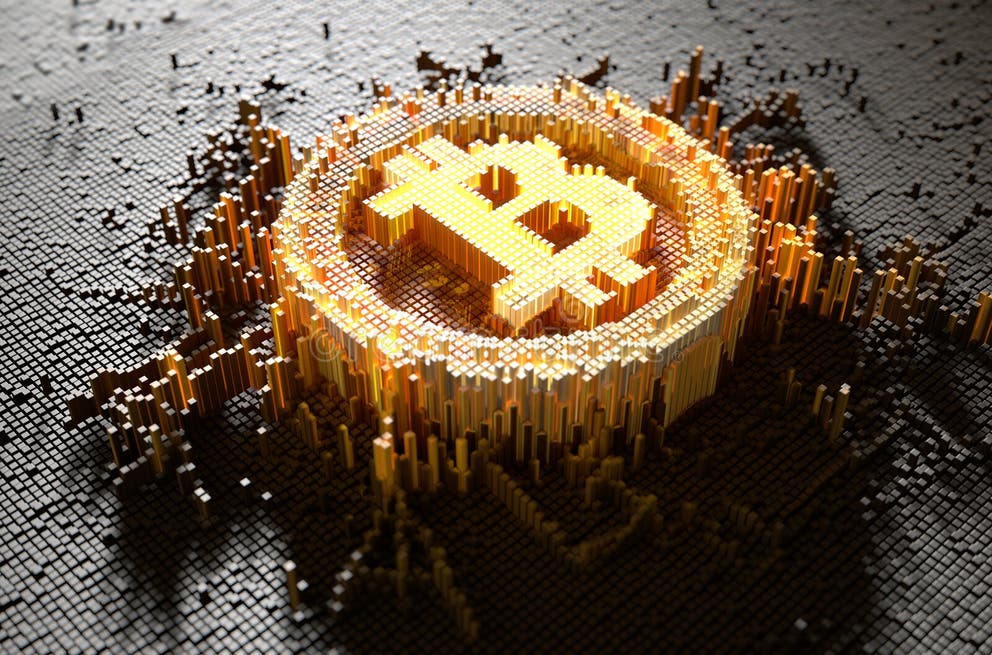 Pixel Bitcoin Concept stock illustration. Illustration of science ...