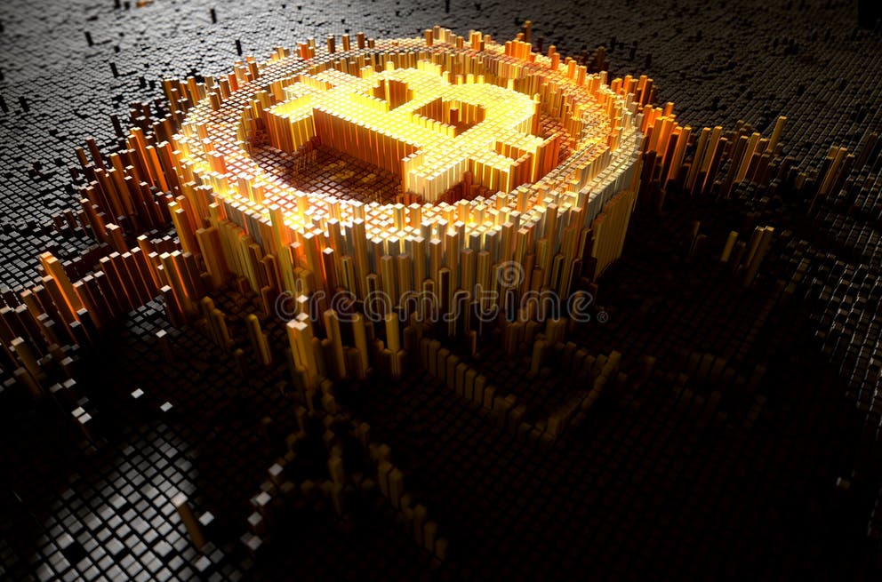 Pixel Bitcoin Concept stock illustration. Illustration of digitalcode ...