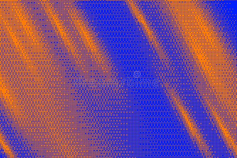 Pixel Bitmap Background with Retro Dotted Pattern. Blue and Orange ...