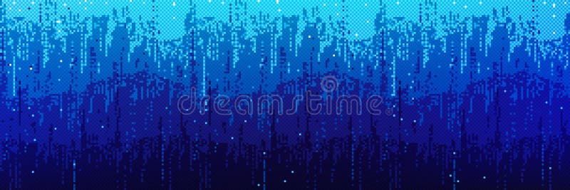 Pixel Bitmap Pattern with Blue Gradient Shade. Stock Illustration ...