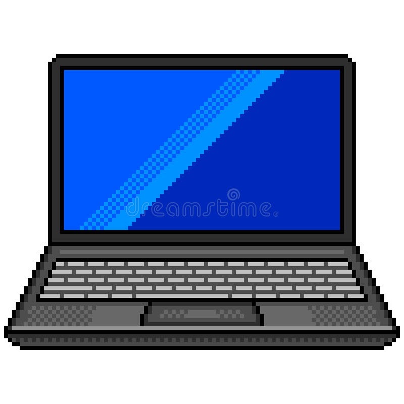 Pixel Black Laptop Computer Detailed Isolated Vector Stock Vector ...