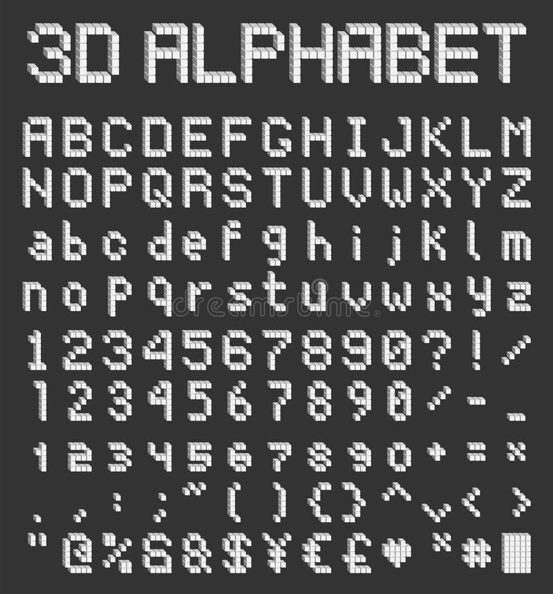 Pixel Block Alphabet Letters and Numbers Stock Vector - Illustration of ...