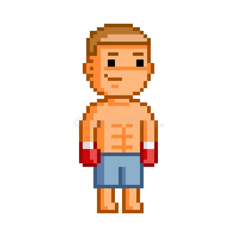 Pixel Boxer for Games and Design Stock Illustration - Illustration of ...
