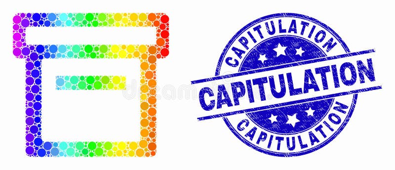 Vector Bright Dot Box Icon and Grunge Capitulation Watermark Stock ...
