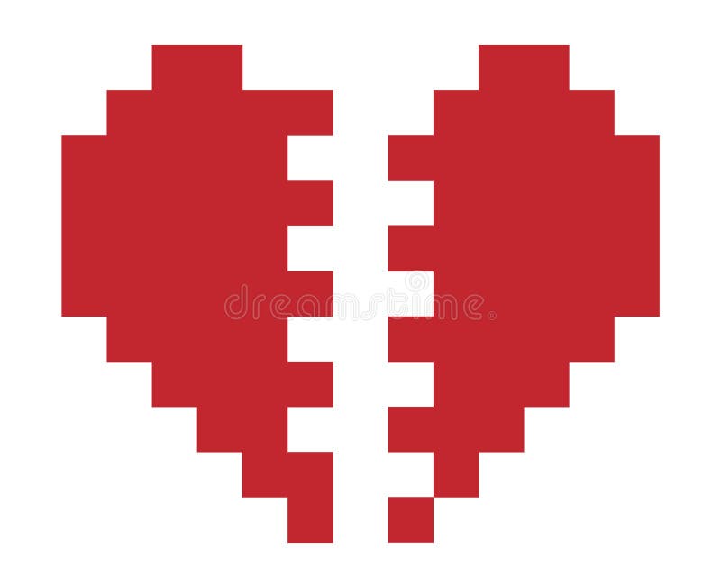 Pixel Broken Heart, Vector Art Stock Vector - Illustration of cartoon ...