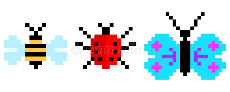 Pixel Bugs in Flat Style. Pixel Bugs for Game Design. Vector ...