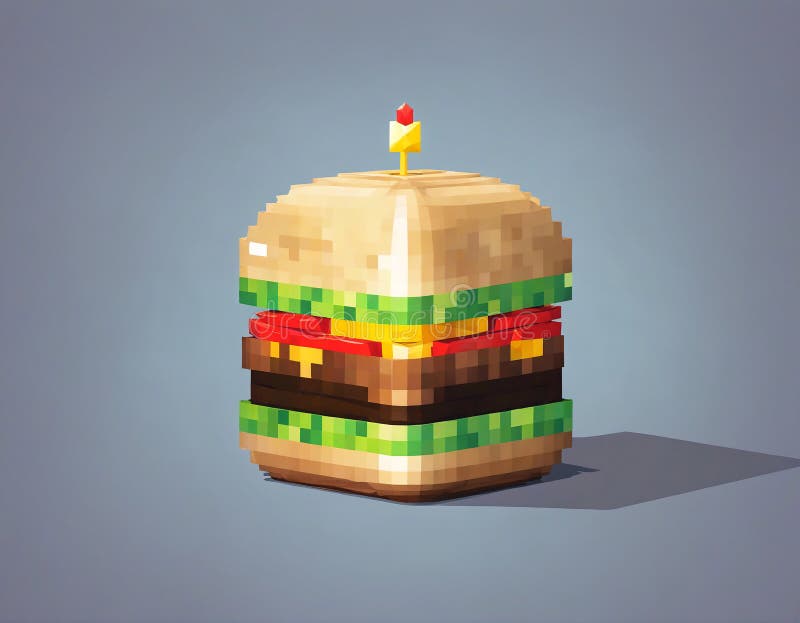 A Pixel Burger. Cheeseburger Made of Pixels Stock Illustration ...
