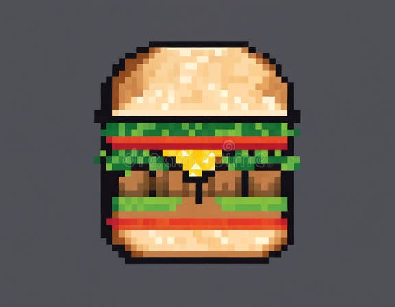 A Pixel Burger. Cheeseburger Made of Pixels Stock Illustration ...