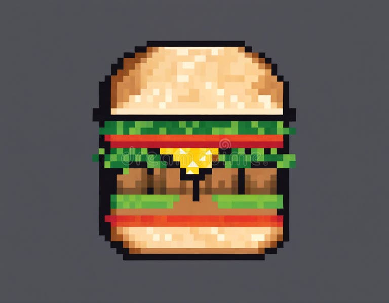 A Pixel Burger. Cheeseburger Made of Pixels Stock Illustration ...