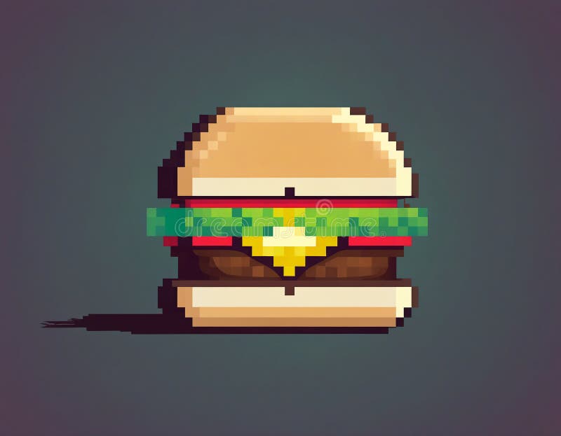 A Pixel Burger. Cheeseburger Made of Pixels Stock Illustration ...