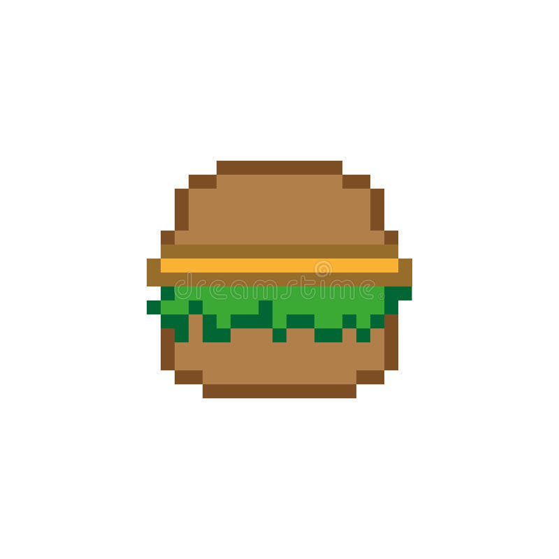 Pixel Burger Icon. Fast Food Meal. Hamburger Vector Illustration ...