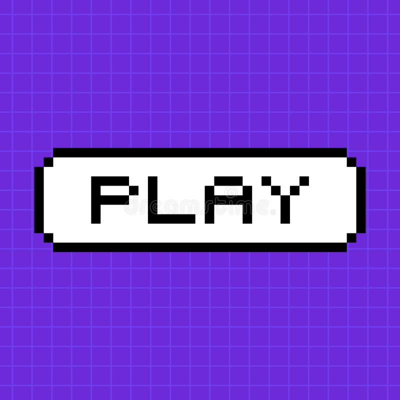 Pixel Button with the Inscription Play in 8-bit Style Isolated on a ...