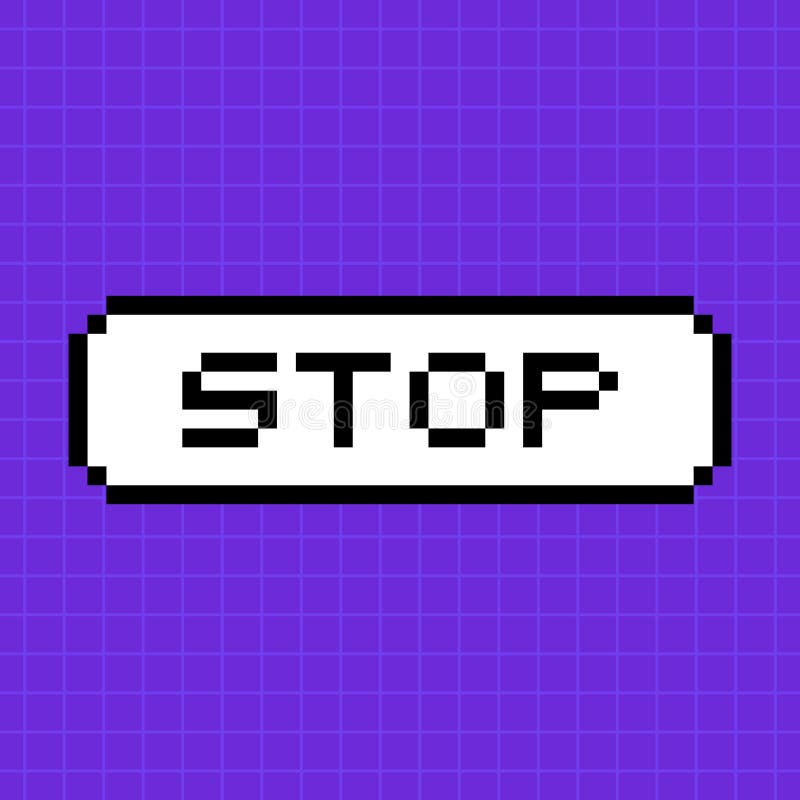 Pixel Button with the Inscription Stop in 8-bit Style Isolated on a ...