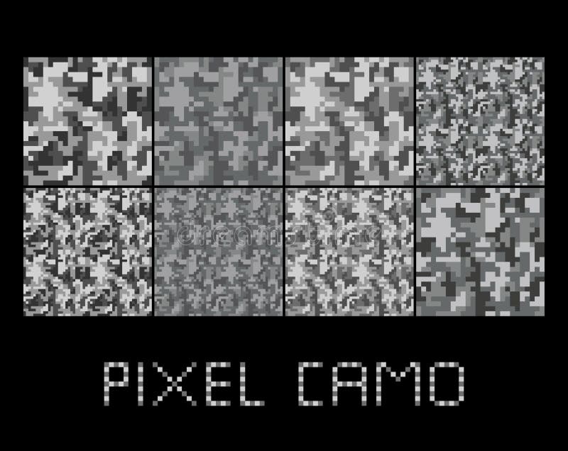 Pixel Camo Seamless Pattern Big Set. Urban Grey Camouflages. Stock ...