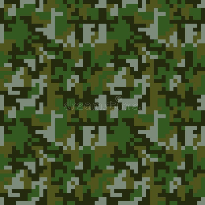 Pixel Camo Seamless Pattern. Green Forest Camouflage. Stock Vector ...