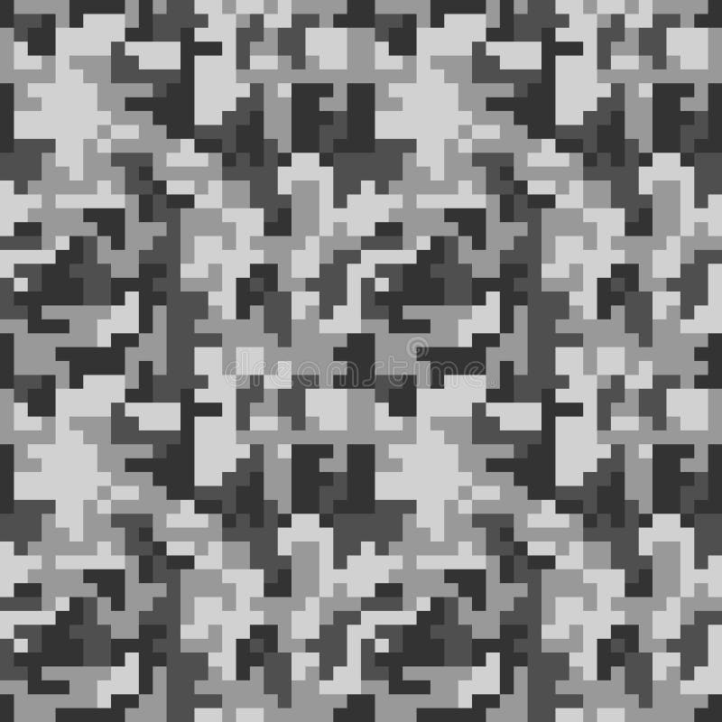 Pixel Camo Seamless Pattern. Grey Urban Camouflage Stock Vector ...