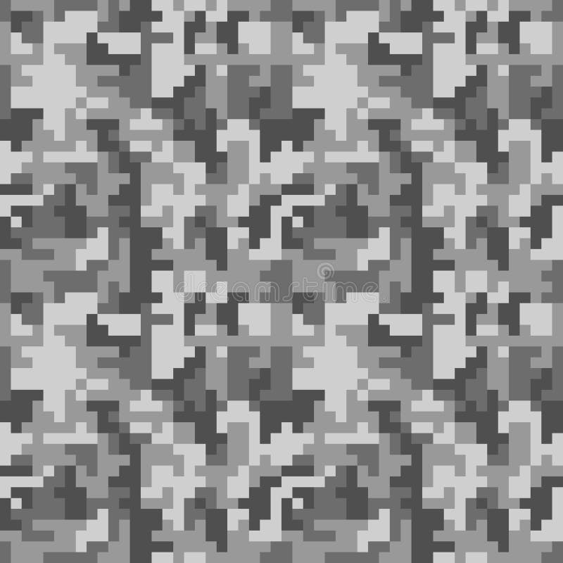 Pixel Camo Seamless Pattern. Grey Urban Camouflage Stock Vector ...