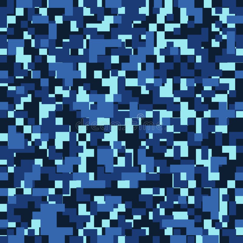 Pixel Camouflage Pattern Background, Seamless Vector Illustration. Blue ... Pixel Camouflage Pattern Background, Seamless Vector Illustration. Blue ...