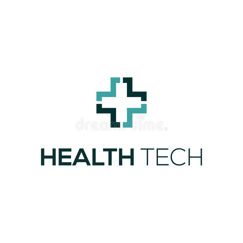 Pixel Care Logo Concept, Health Technology Logo Design Vector Stock ...