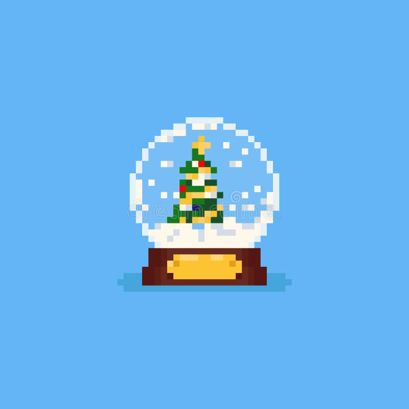 Pixel Christmas Tree Inside the Snow Globe.8bit. Stock Illustration ...