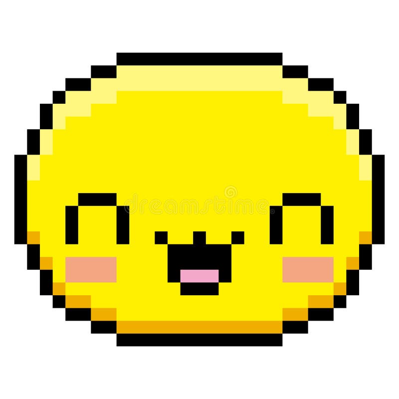 Pixel Cartoon Happy Face stock illustration. Illustration of character ...