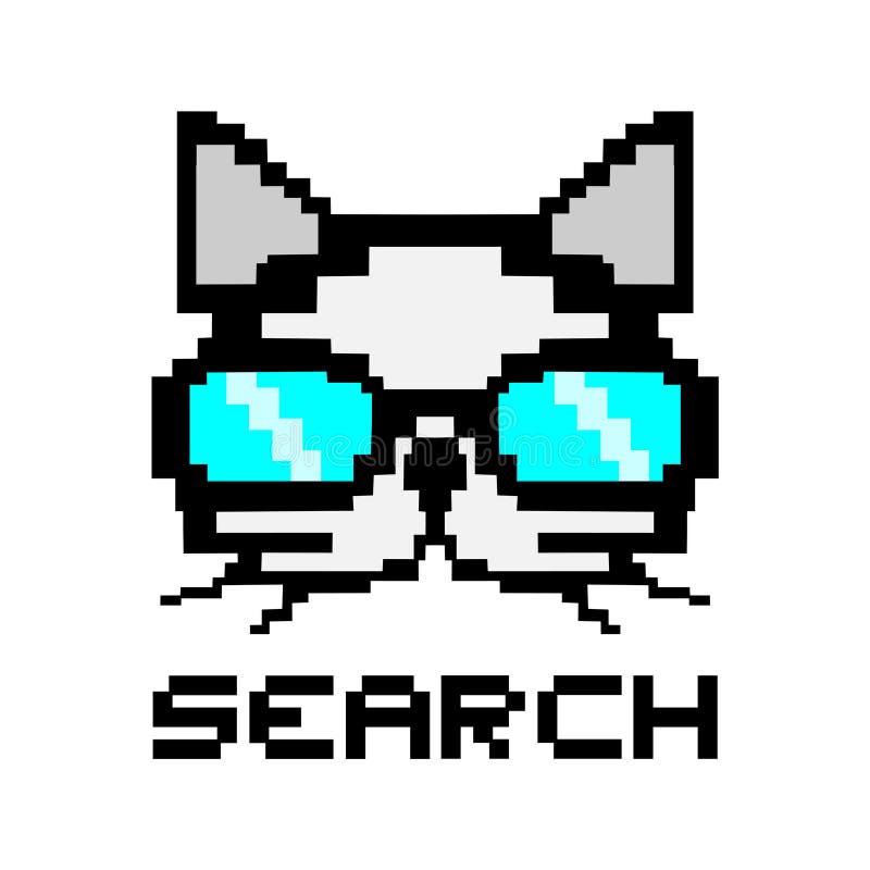 Pixel Cat and Search Message Stock Vector - Illustration of symbol ...
