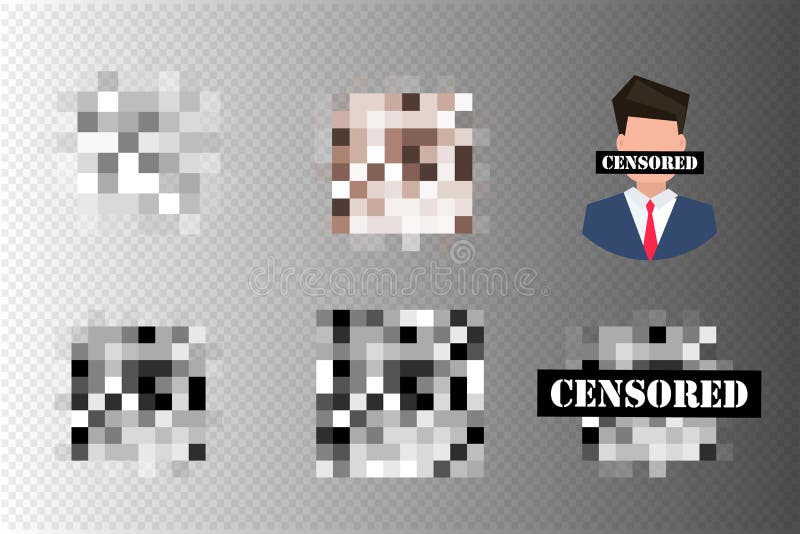 Pixel Censored Signs Black Censor Bar Concept Censorship Rectangle Stock Vector Illustration
