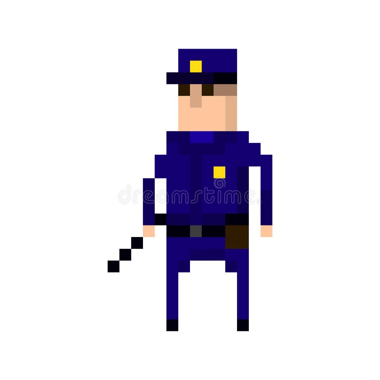 Pixel Character of a Policeman in the Uniform Stock Vector ...