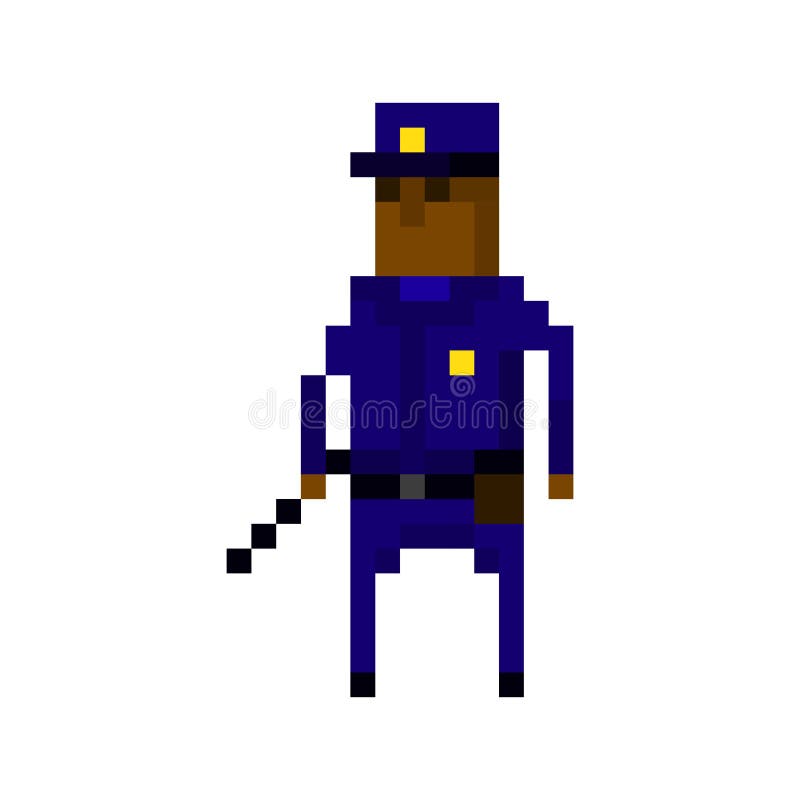 Policeman in pixel art stock illustration. Illustration of game - 135628488