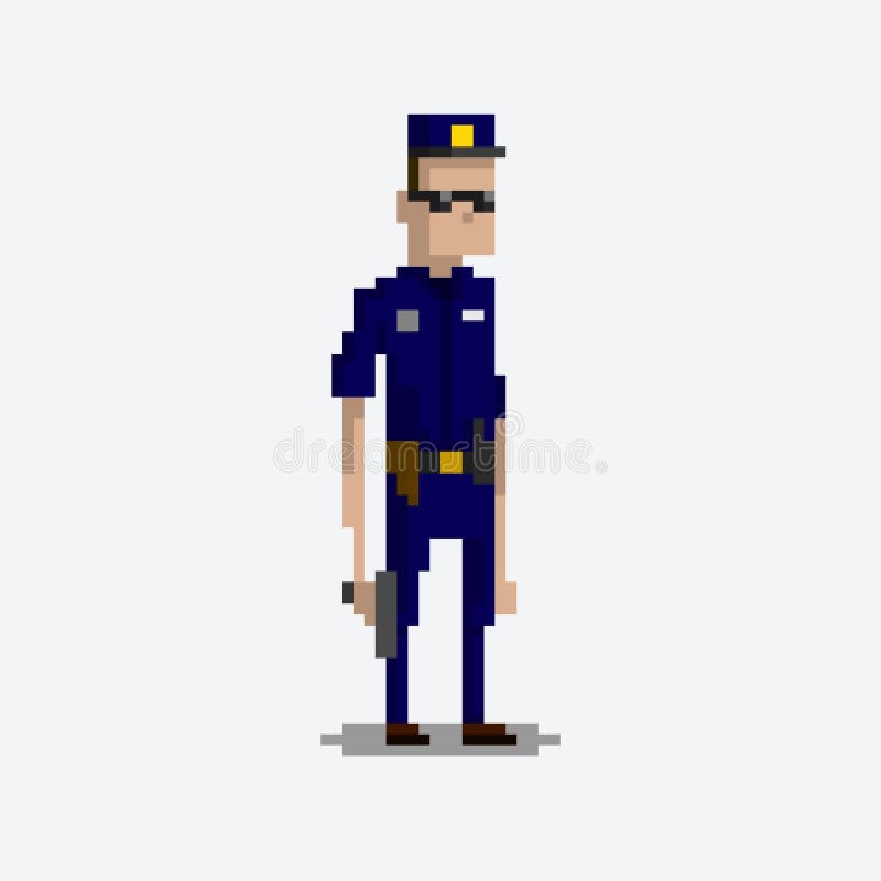Pixel Character of a Policeman Detective Stock Vector - Illustration of ...