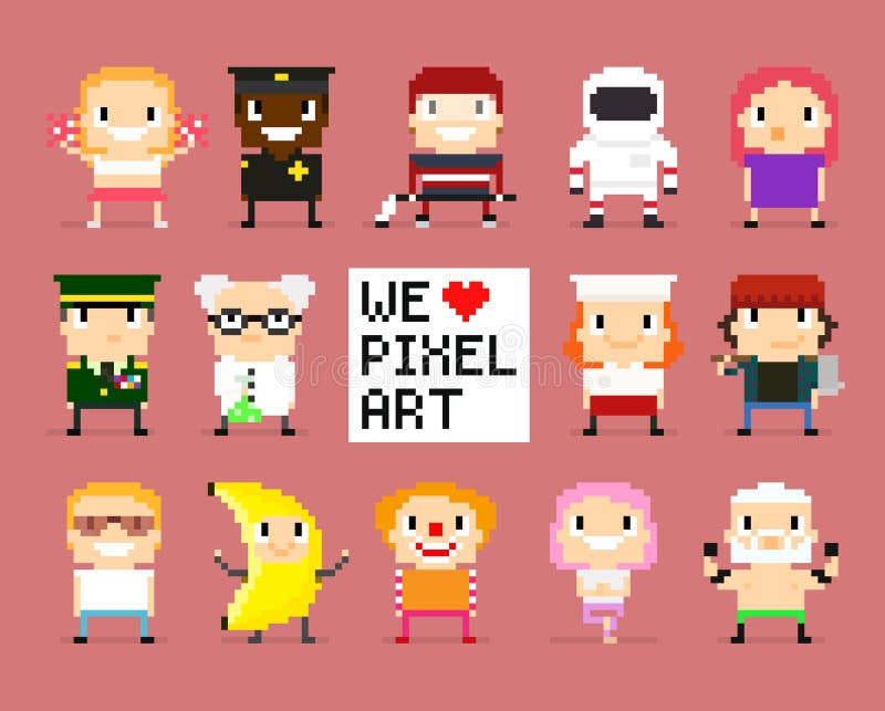 Pixel Characters stock vector. Illustration of male, 8bit - 70854629