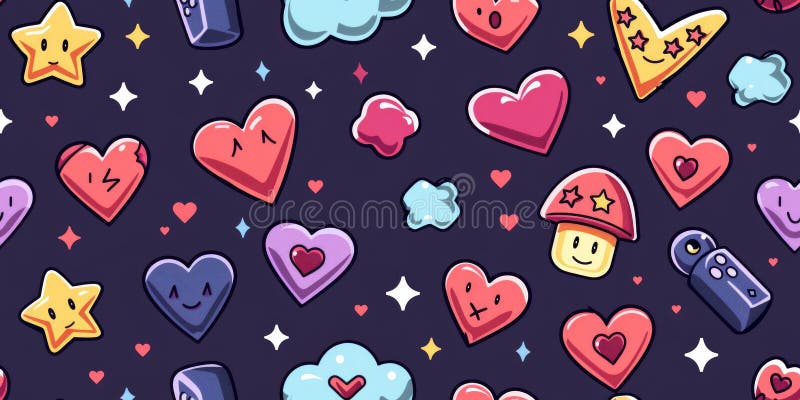 Pixel Charm Haven: Seamless Tile Pattern Featuring Endearing Pixel Art ...