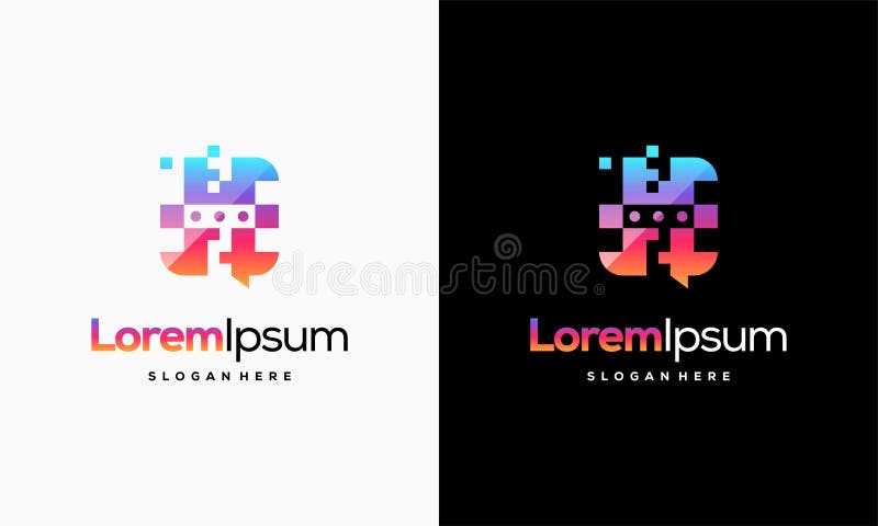 Pixel Chat Discuss Logo Designs Vector, Conversation Logo Template ...