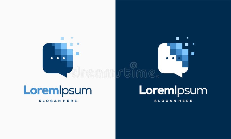 Pixel Chat Discuss Logo Designs Vector, Conversation Logo Template ...