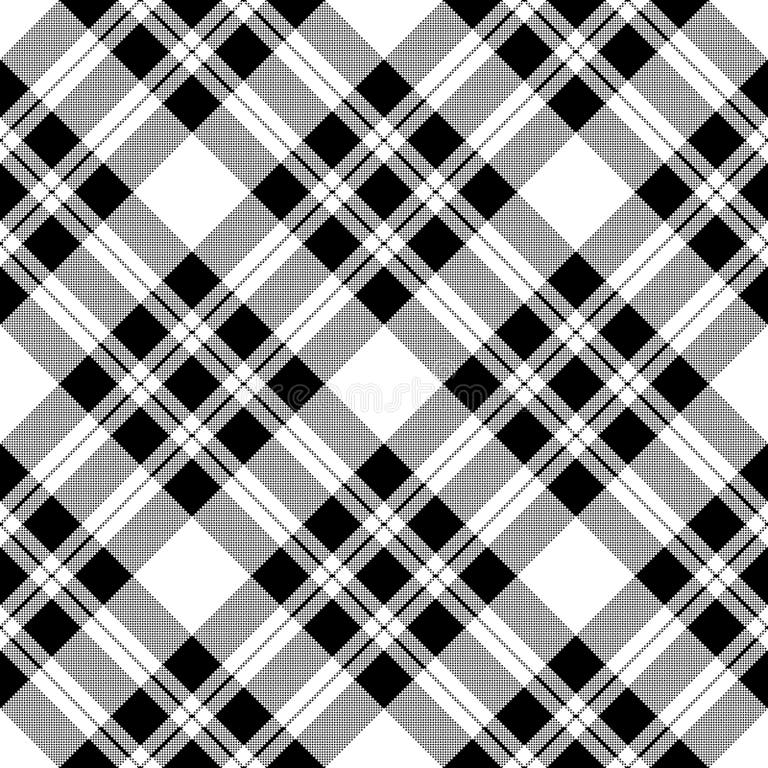 Pixel Check Fabric Texture Seamless Black White Pattern Stock Vector ...