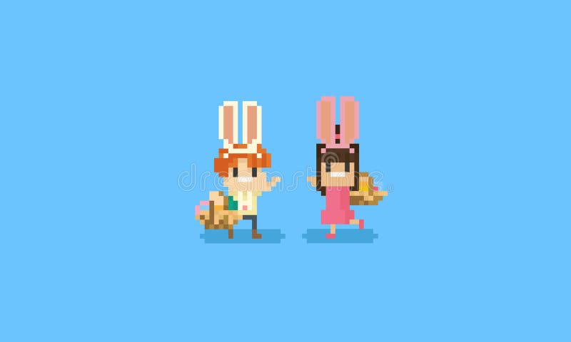 Pixel Rabbit Character with Scarf.Easter Day.8bit. Stock Illustration ...