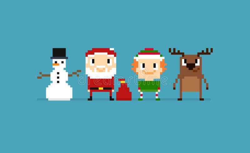 Pixel Christmas Characters stock vector. Illustration of pixelated ...